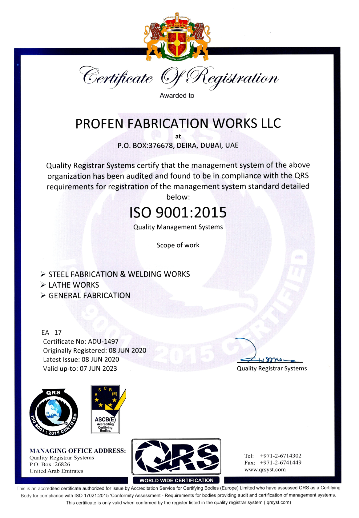 Quality – Profen Fabrication